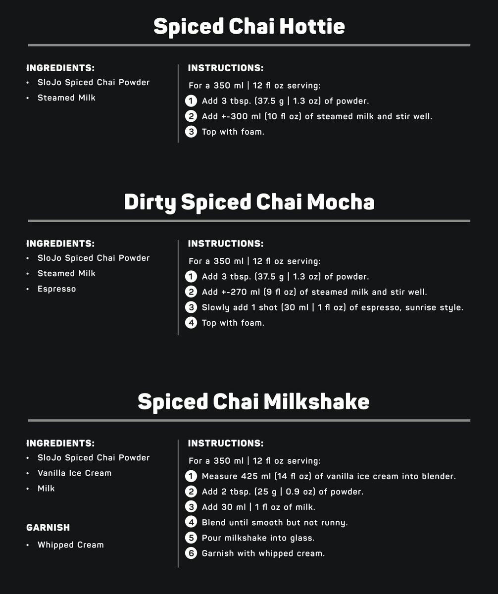 SloJo Spiced Chai Flavored Powder Mix - Case of 8