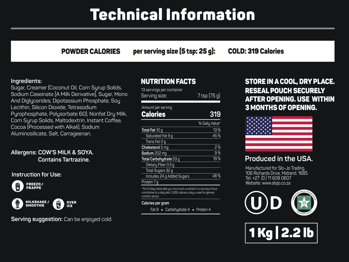 SloJo Coffee Freezo Flavored Powder Mix - Case of 8